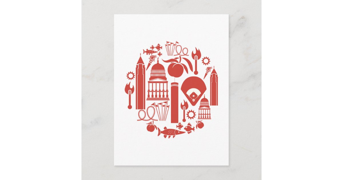 Atlanta Georgia Icons Postcard | Zazzle
