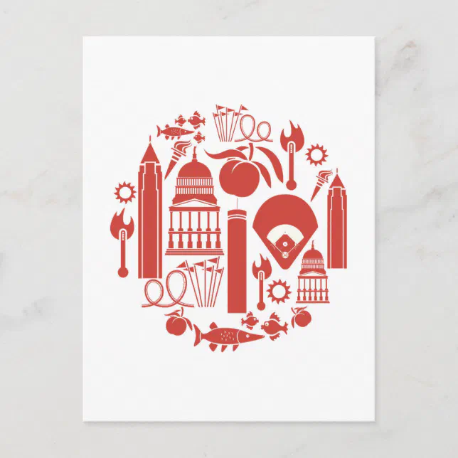 Atlanta Georgia Icons Postcard | Zazzle