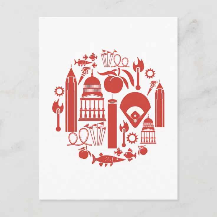 Atlanta Georgia Icons Postcard | Zazzle