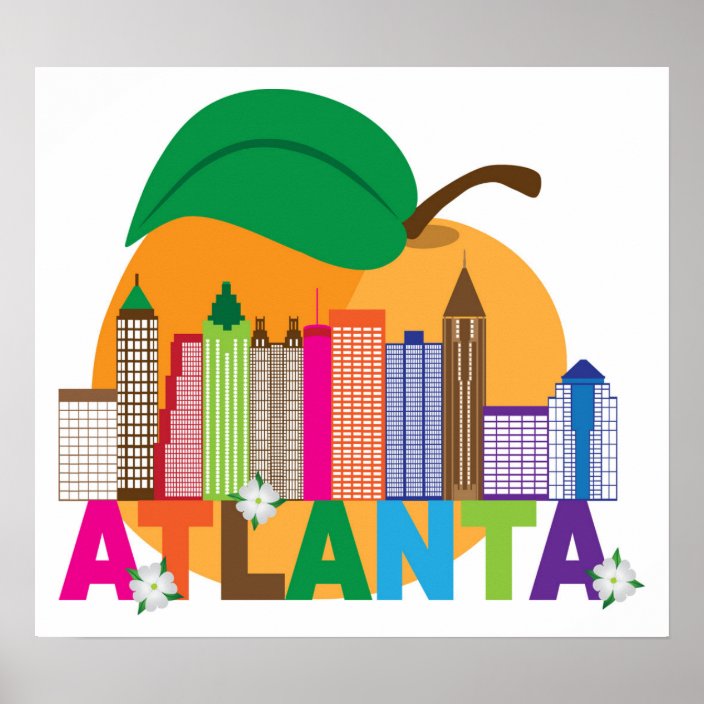 Atlanta, Georgia | Peach Skyline Poster | Zazzle.com