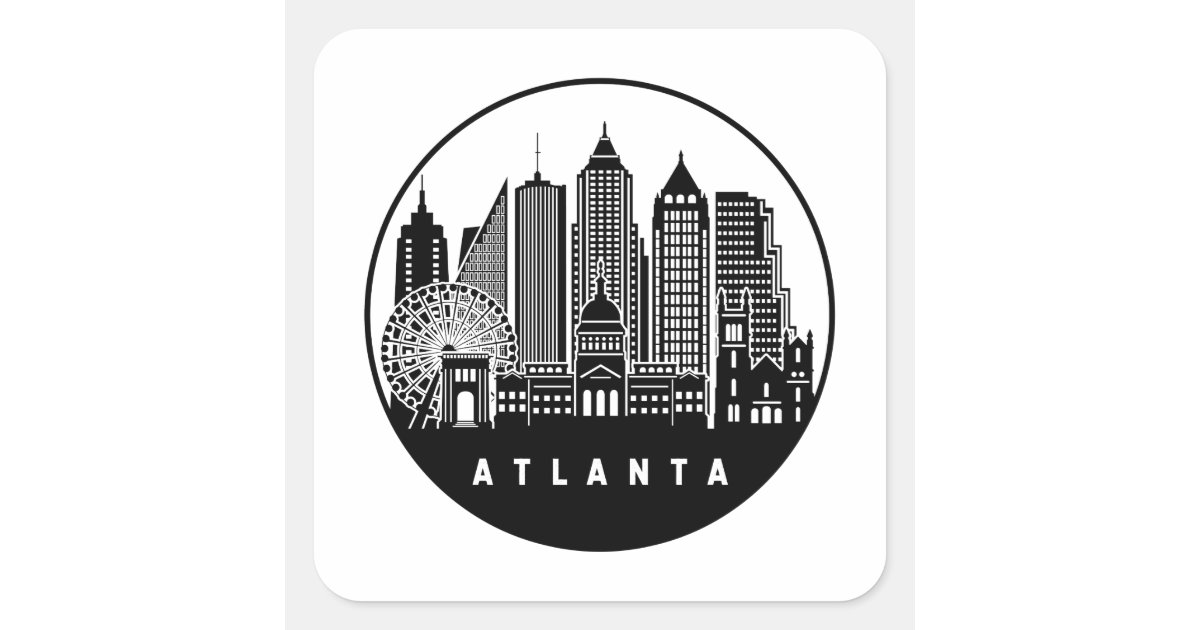 Atlanta Georgia Skyline Square Sticker | Zazzle