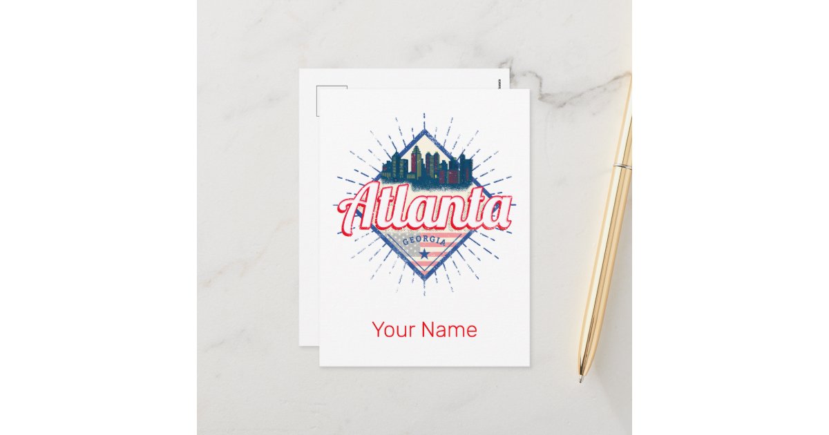 Atlanta Georgia United States Retro Skyline Holiday Postcard | Zazzle