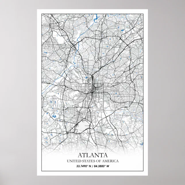 Atlanta Georgia USA Travel City Map Poster | Zazzle