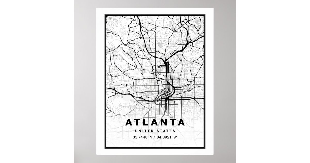 Atlanta Georgia USA Travel City Map Poster | Zazzle