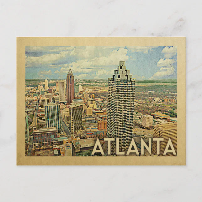 Atlanta Skyline Postcard Atlanta Vintage Travel | Zazzle