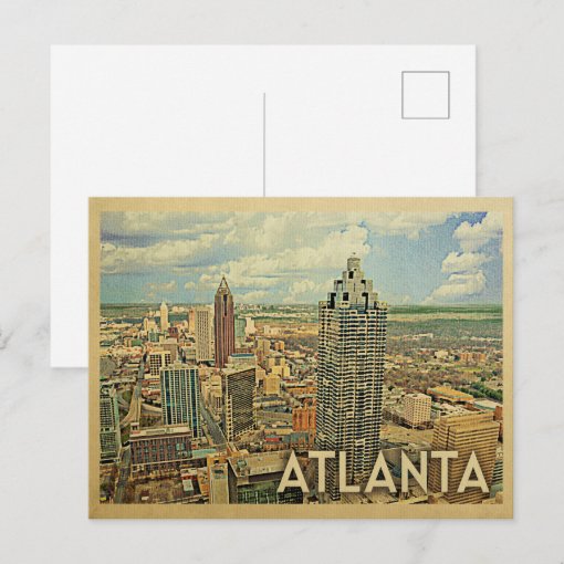 Atlanta Skyline Postcard Atlanta Vintage Travel | Zazzle