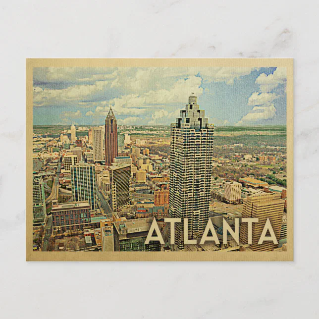 Atlanta Skyline Postcard Atlanta Vintage Travel | Zazzle
