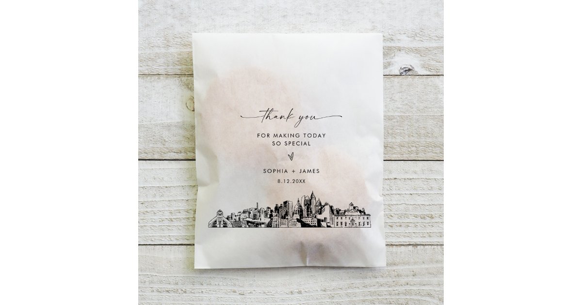 Atlanta Skyline Wedding Thank You Favor Bags | Zazzle