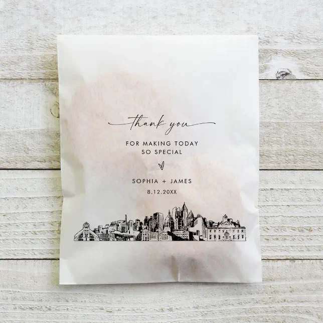 Atlanta Skyline Wedding Thank You Favor Bags | Zazzle