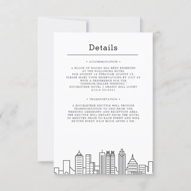 Atlanta Wedding | Guest Details Invitation | Zazzle