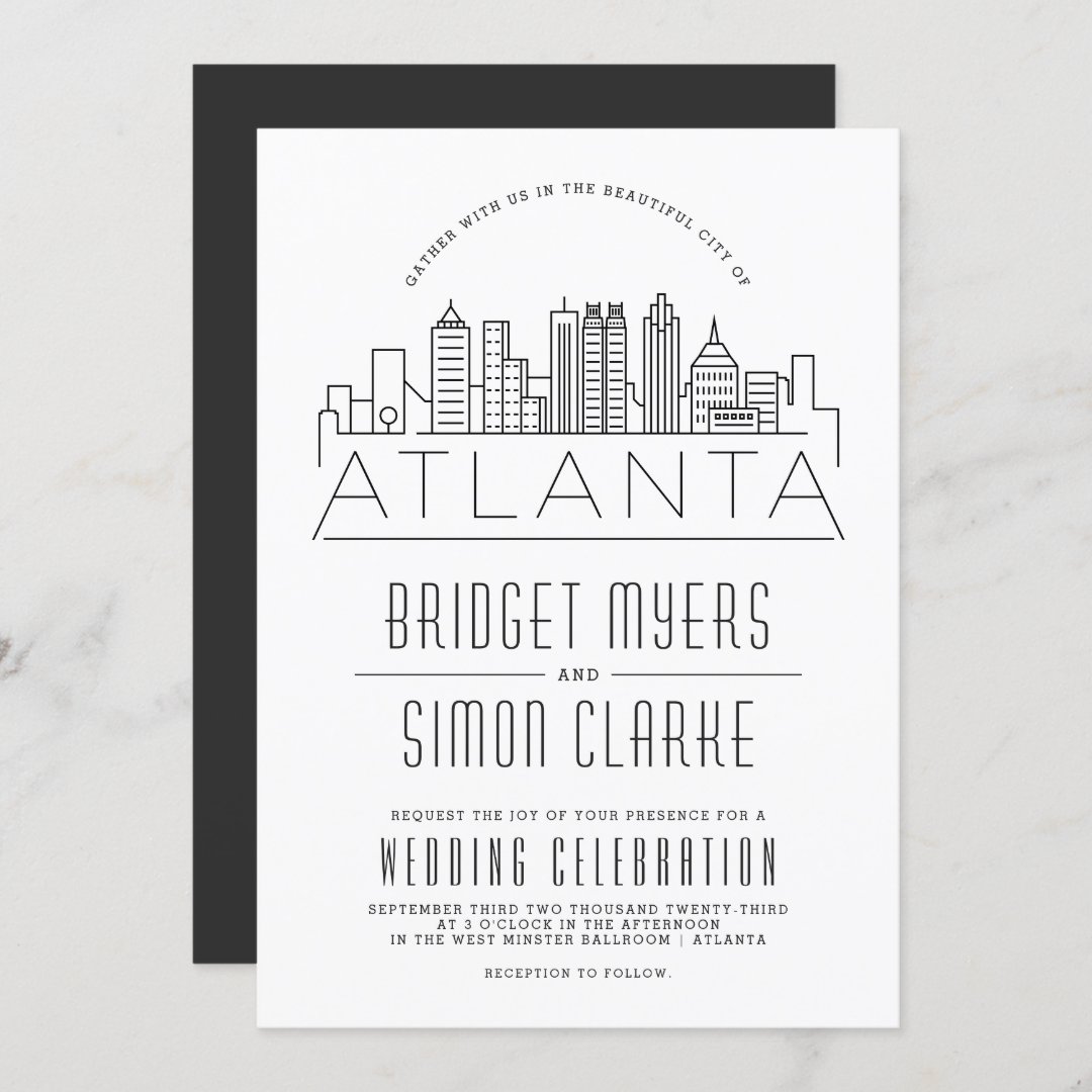 Atlanta Wedding | Stylized Skyline Invitation | Zazzle