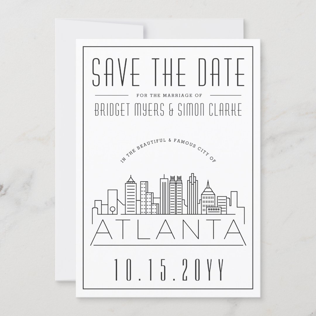 Atlanta Wedding | Stylized Skyline Save the Date Invitation | Zazzle