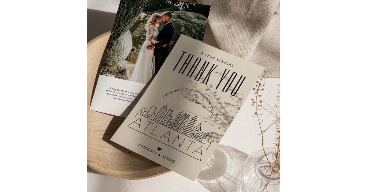 Atlanta Wedding | Thank You + Photo Card | Zazzle