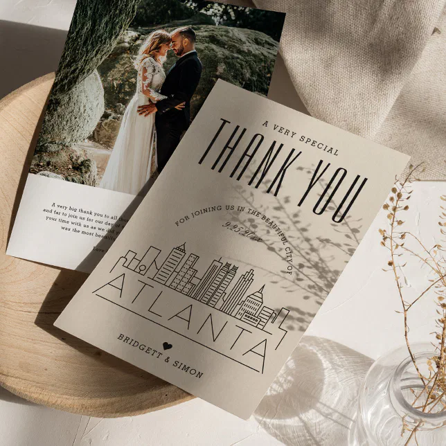 Atlanta Wedding | Thank You + Photo Card | Zazzle