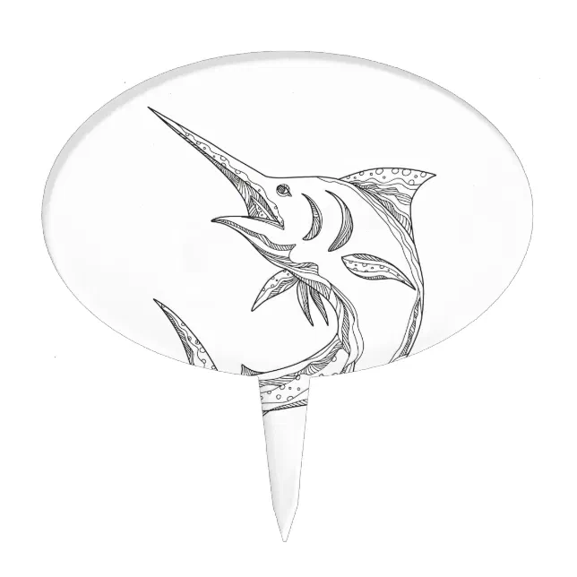 Atlantic Blue Marlin Doodle Cake Topper | Zazzle
