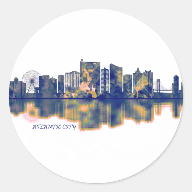 Atlantic City Skyline Classic Round Sticker | Zazzle