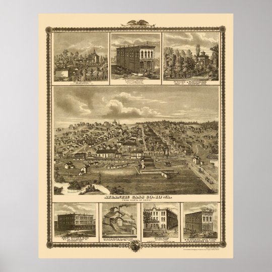 Atlantic, IA Panoramic Map - 1875 Poster | Zazzle.com