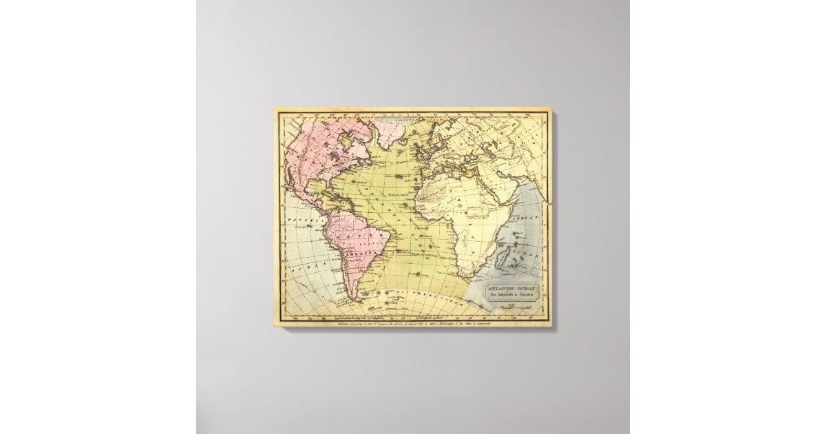 Atlantic Ocean Atlas Map Canvas Print | Zazzle