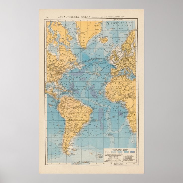 Atlantic Ocean Map Poster | Zazzle
