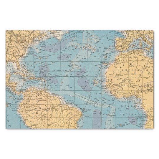 Atlantic Ocean Map Tissue Paper | Zazzle.com