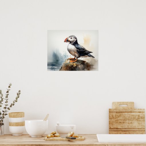 Atlantic Puffin Bird Art Print Poster | Zazzle