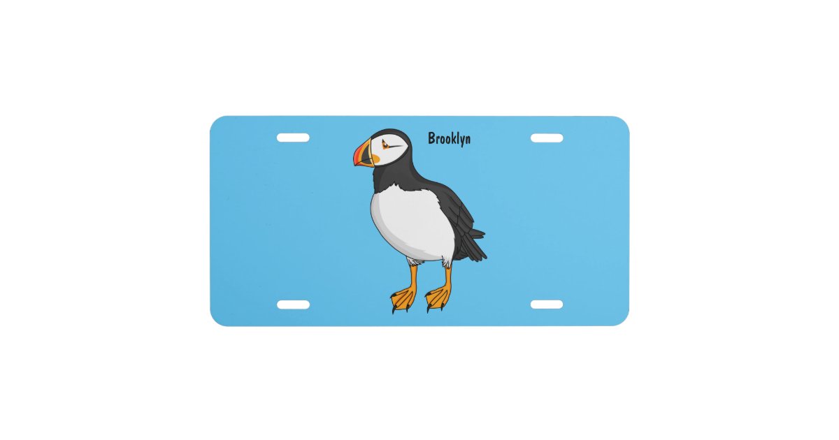 Atlantic puffin illustration license plate | Zazzle