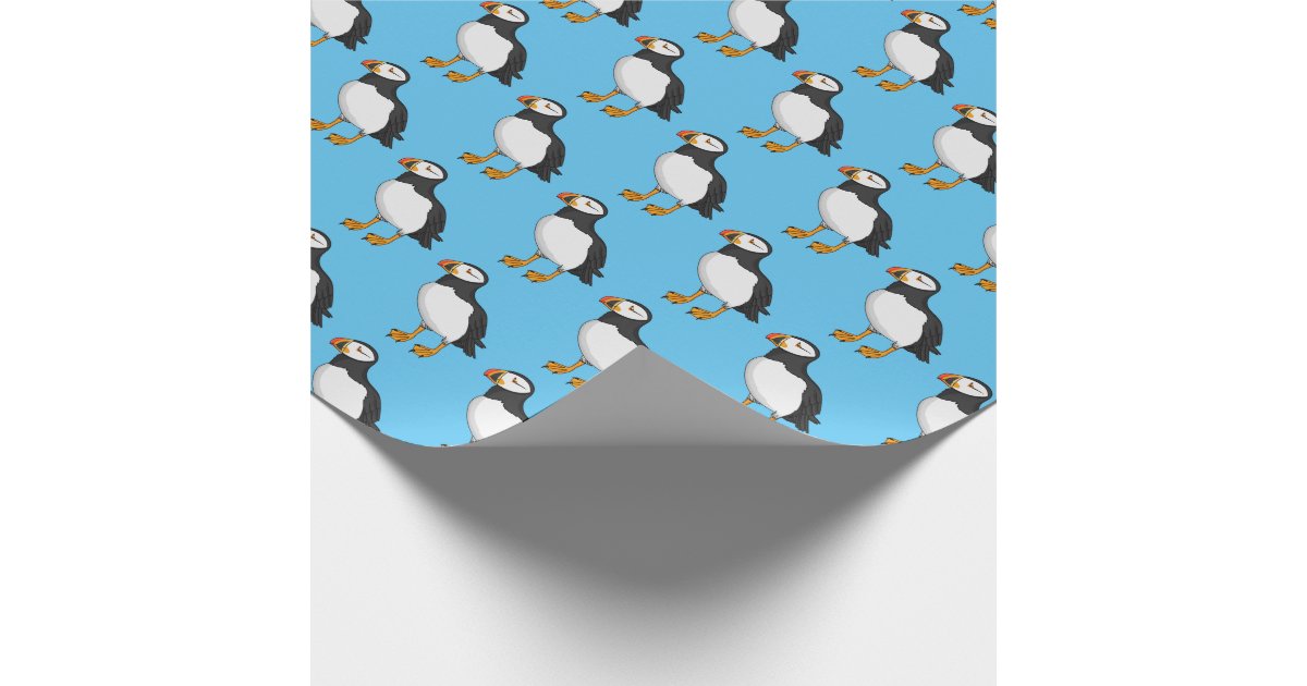 Atlantic puffin illustration wrapping paper | Zazzle