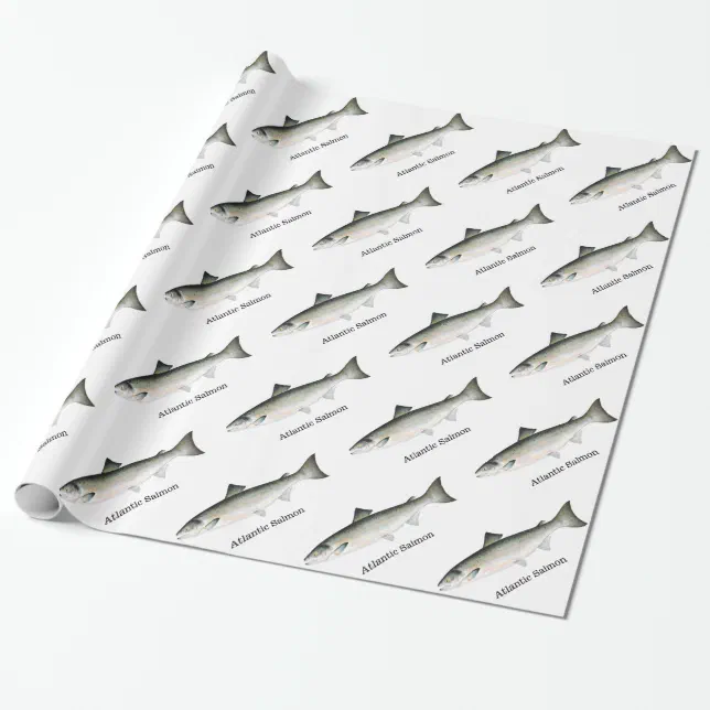 Atlantic Salmon Fishes Pattern Wrapping Paper | Zazzle
