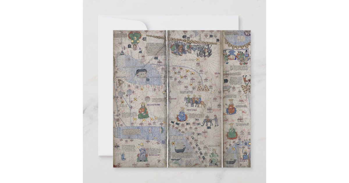 Atlas Catalan World Map 14th c. Abraham Cresques Thank You Card | Zazzle