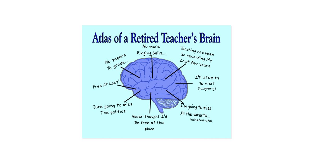 Atlas of a Retired Teacher's Brain Postcard | Zazzle.com
