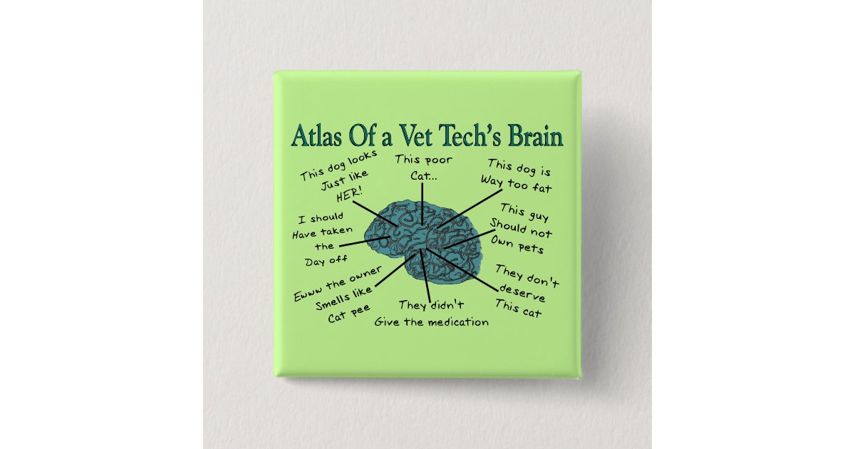 Atlas of a Vet Tech's Brain Button | Zazzle
