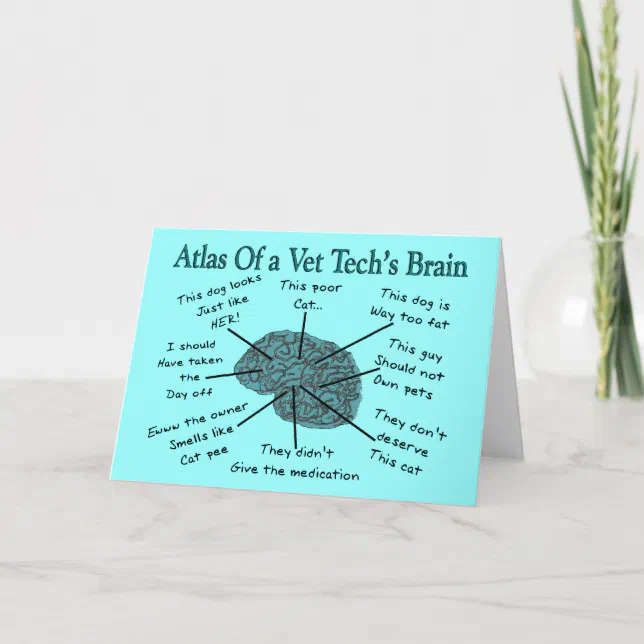 Atlas of a Vet Tech's Brain Card | Zazzle