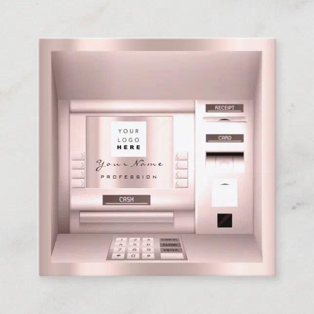 ATM Bank Consulting Money Rose Logo Company Name Square Business Card ...