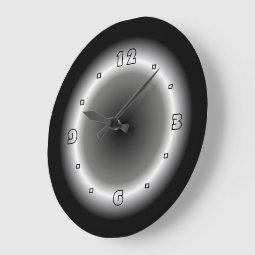 Atmospheric Black with White Halo Effect Large Clock | Zazzle