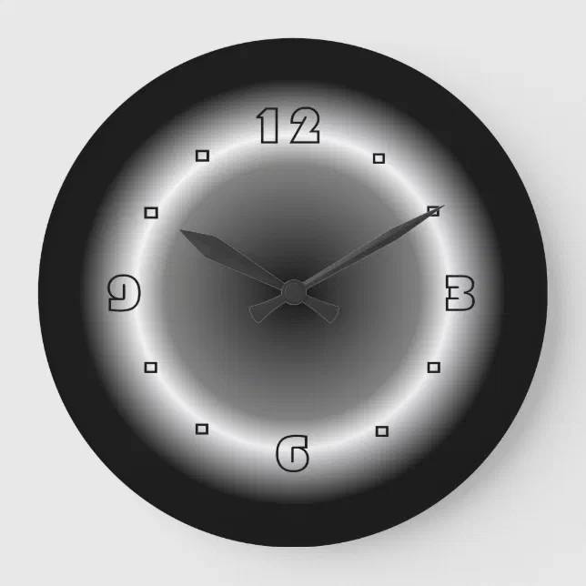 Atmospheric Black with White Halo Effect Large Clock | Zazzle
