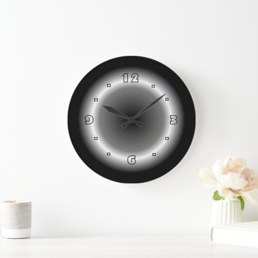 Atmospheric Black with White Halo Effect Large Clock | Zazzle