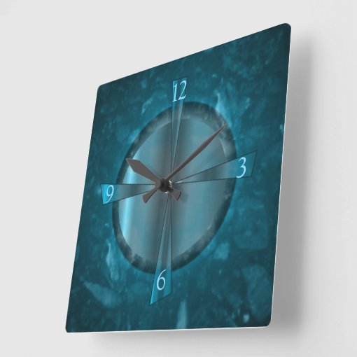 "Atmospheric Blue/Aqua Patterned >Wall Clock" Square Wall Clock | Zazzle