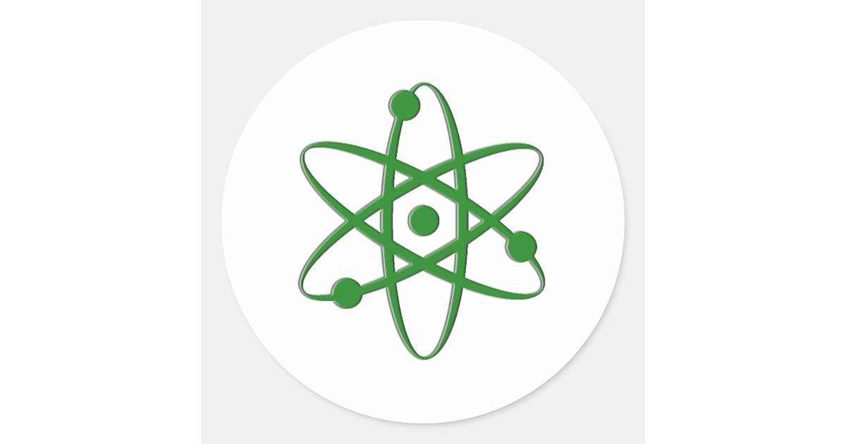 atom dark green classic round sticker | Zazzle