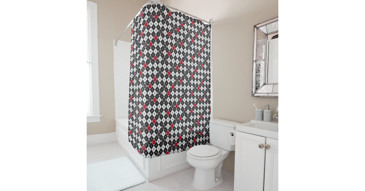 Atomic Age Checkers Shower Curtain | Zazzle