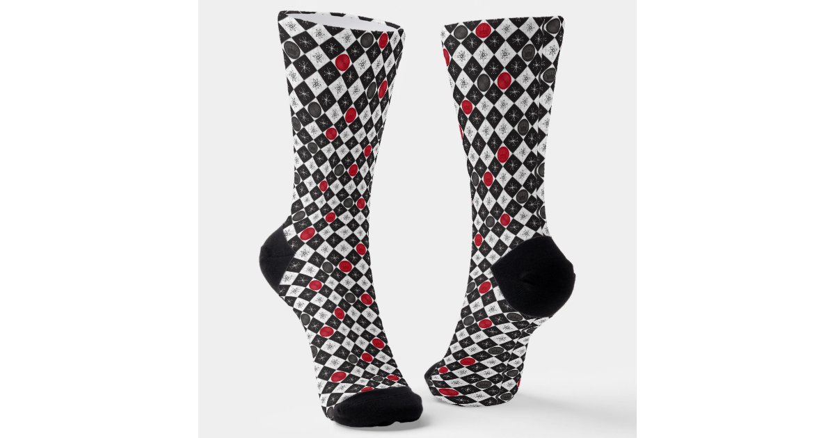 Atomic Age Checkers Socks | Zazzle