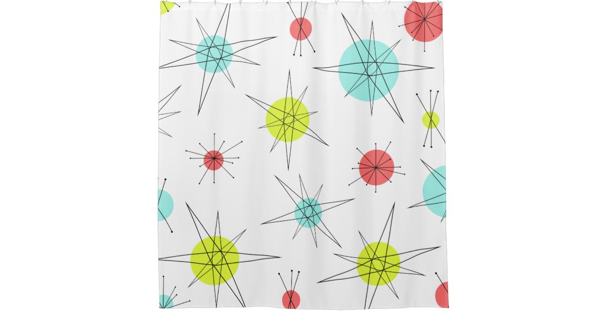 Atomic Age Colorful Planets Shower Curtain | Zazzle