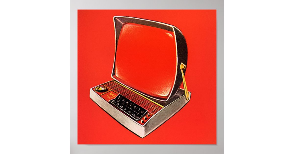 Atomic Age Futuristic Computer Typewriter Poster | Zazzle