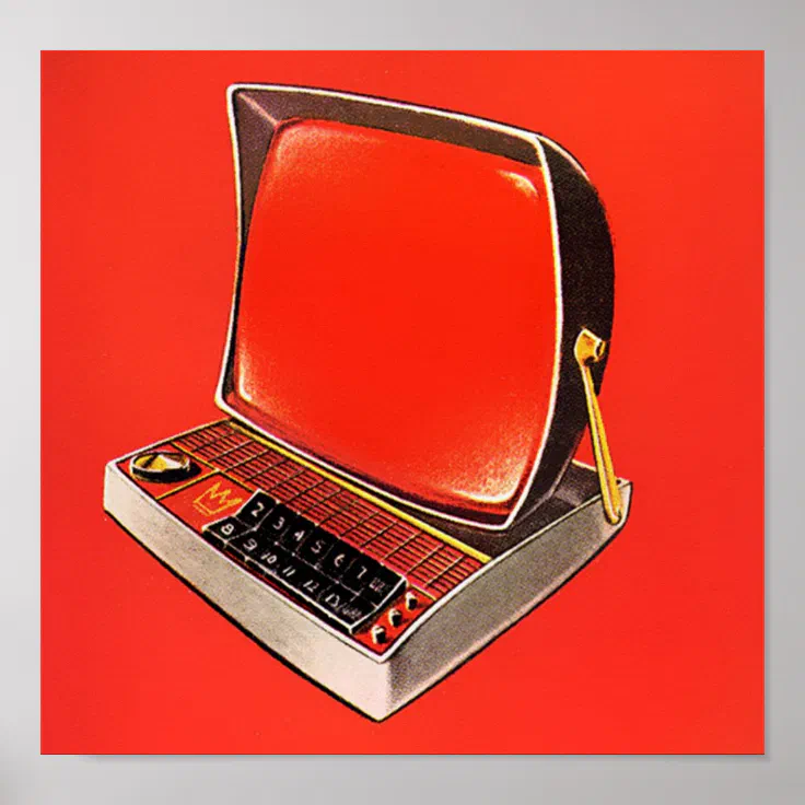 Atomic Age Futuristic Computer Typewriter Poster | Zazzle