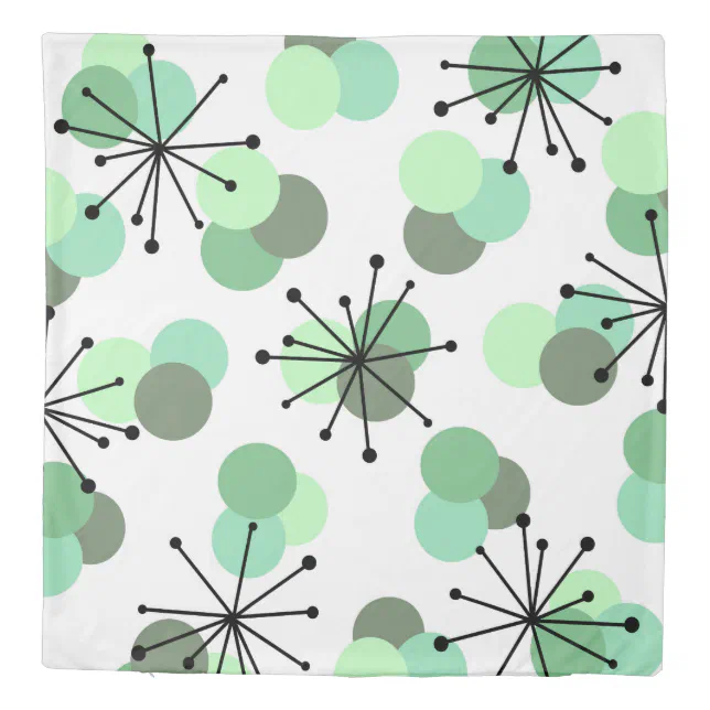 Atomic Age Molecules Mint Green Duvet Cover | Zazzle