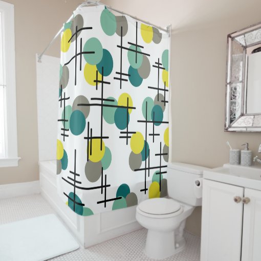 Atomic Age Molecules Pattern Shower Curtain | Zazzle