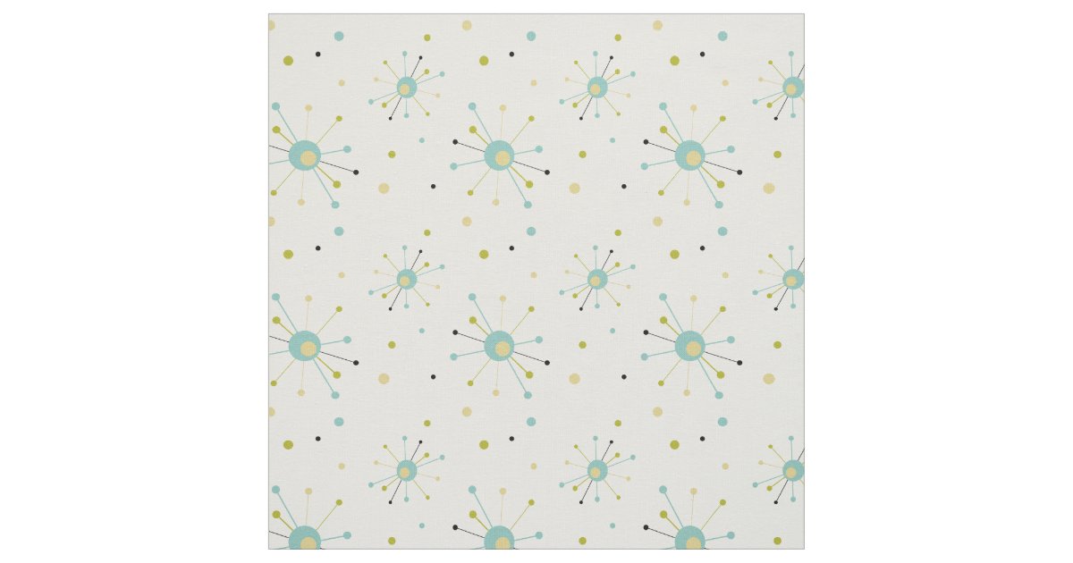 Atomic Age Starbursts Mid Century Modern Pattern Fabric | Zazzle