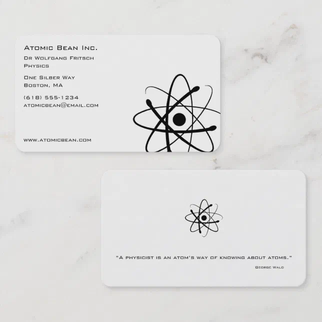 Atomic Bean | Scientist Business Card | Zazzle