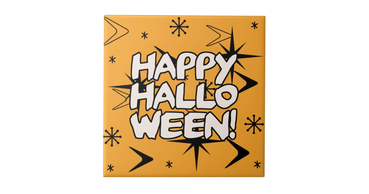 Atomic Era Happy Halloween Ceramic Tile | Zazzle
