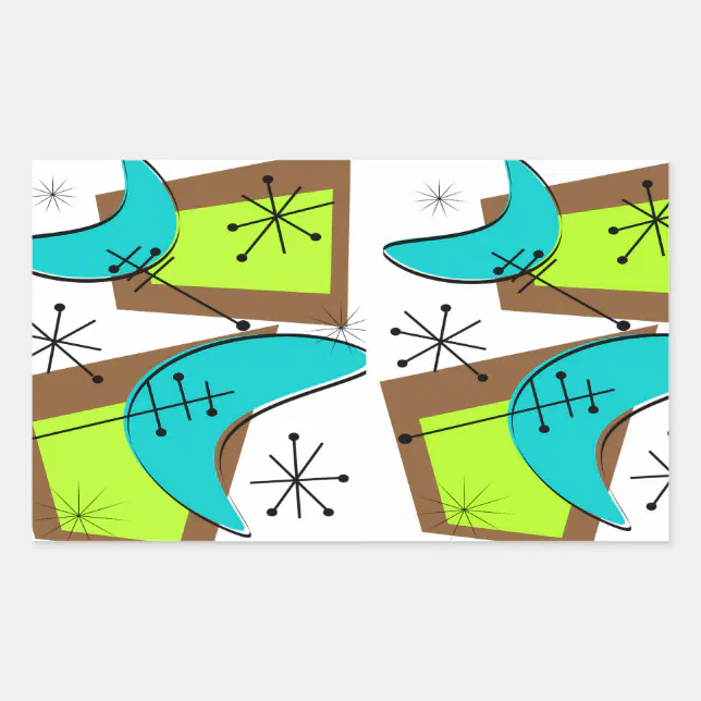 Atomic Era Inspired Boomerang Design Rectangular Sticker | Zazzle