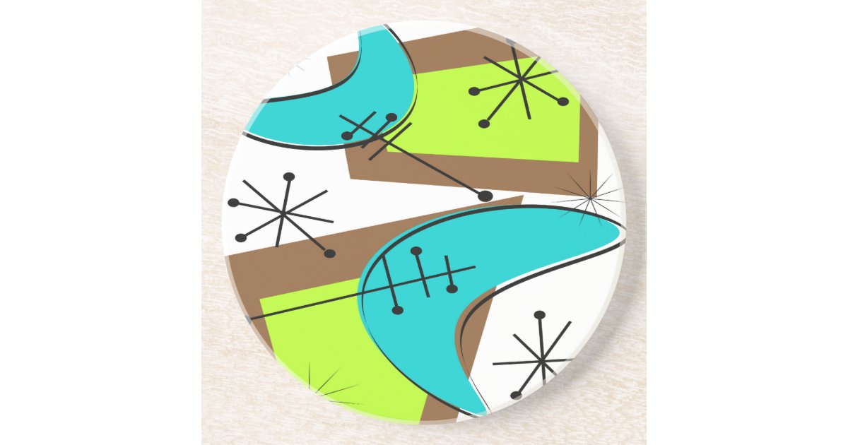 Atomic Era Inspired Boomerang Design Sandstone Coaster | Zazzle